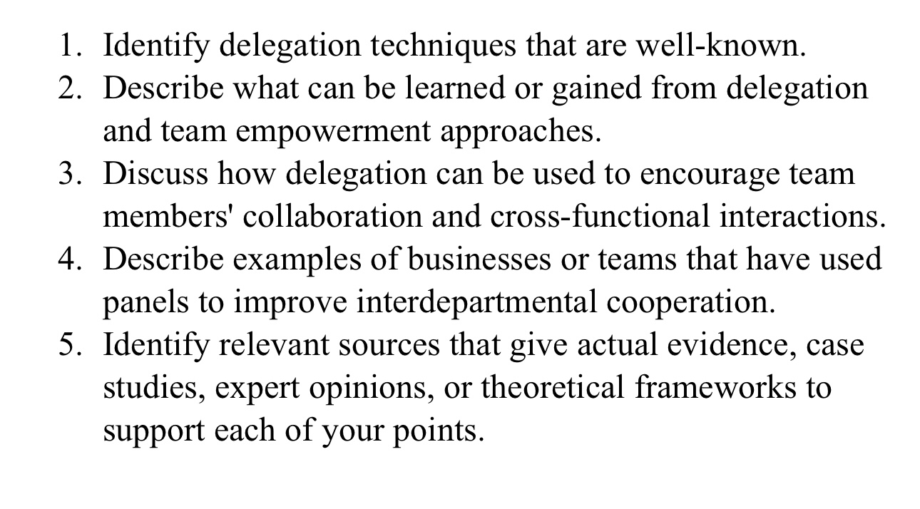 Solved Identify delegation techniques that are | Chegg.com