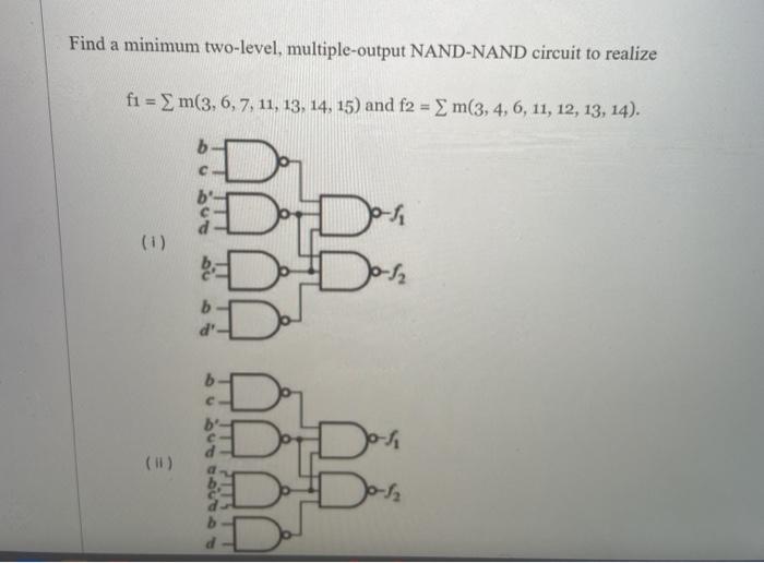 Solved Find A Minimum Two Level Multiple Output Nand Nand