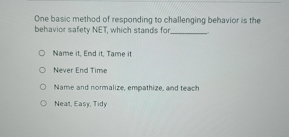 Solved One basic method of responding to challenging | Chegg.com