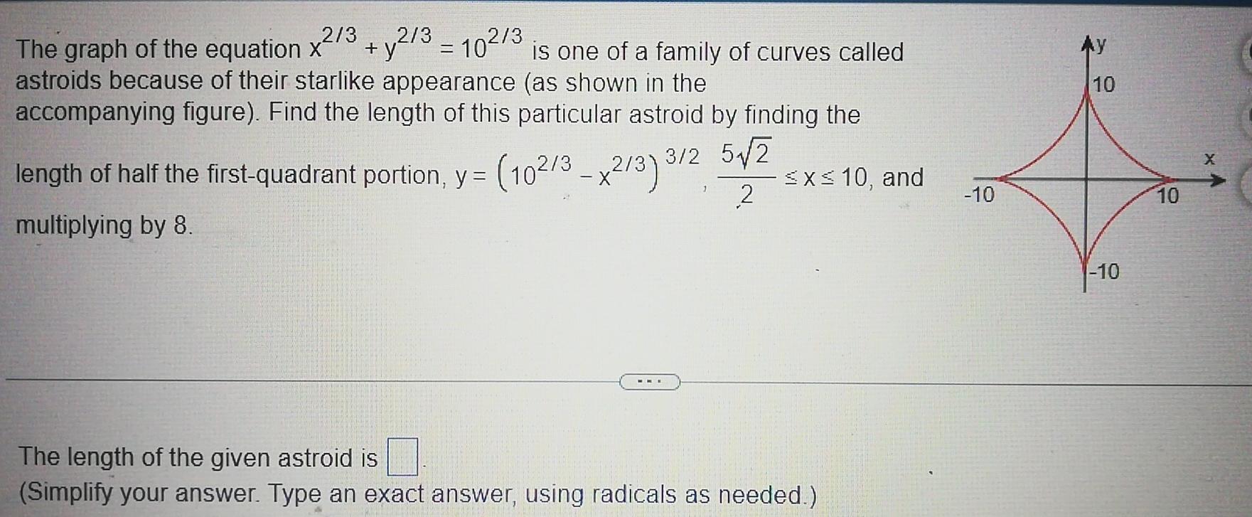 Solved The graph of the equation x23+y23=1023 ﻿is one of a | Chegg.com