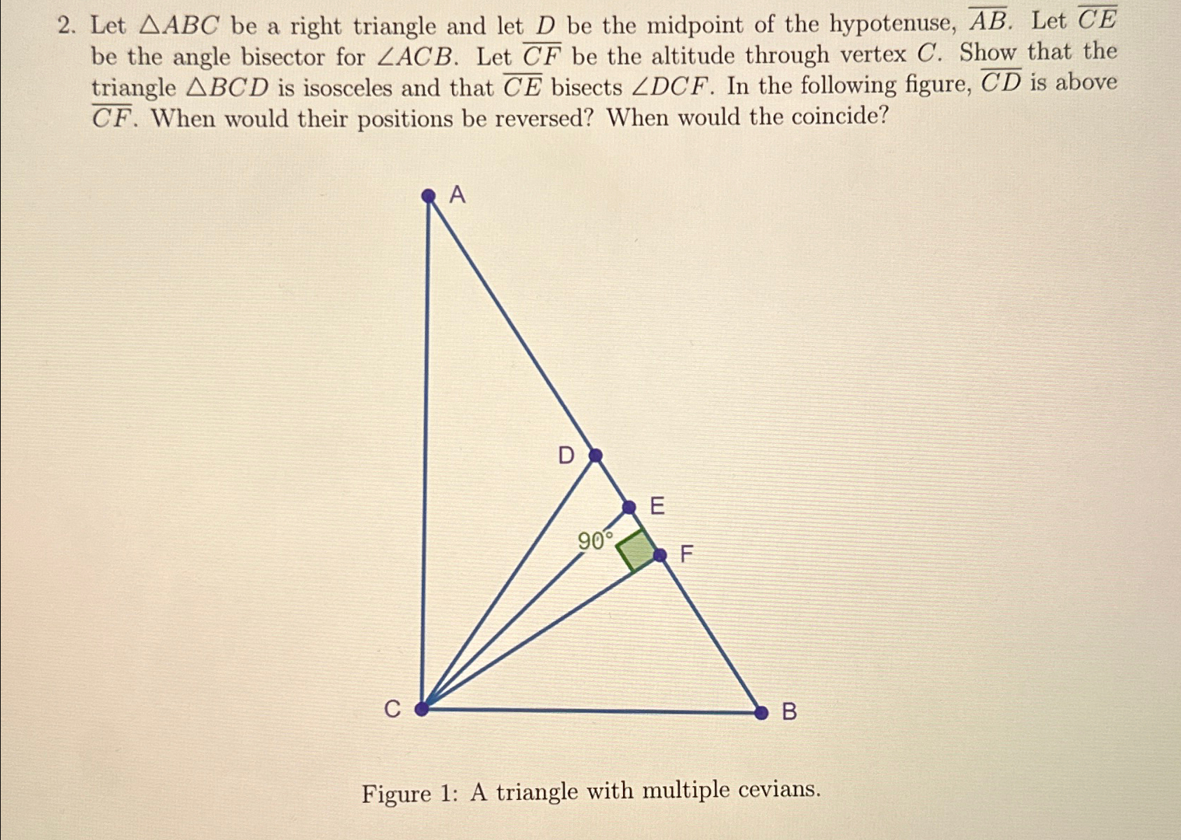 Solved Let ????ABC ﻿be a right triangle and let D ﻿be the | Chegg.com