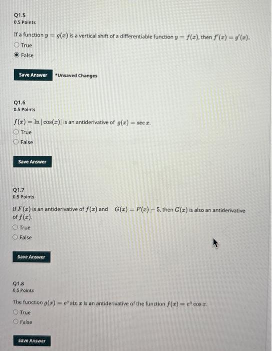 Solved 0.5 Points If a function y=g(x) is a vertical shift | Chegg.com