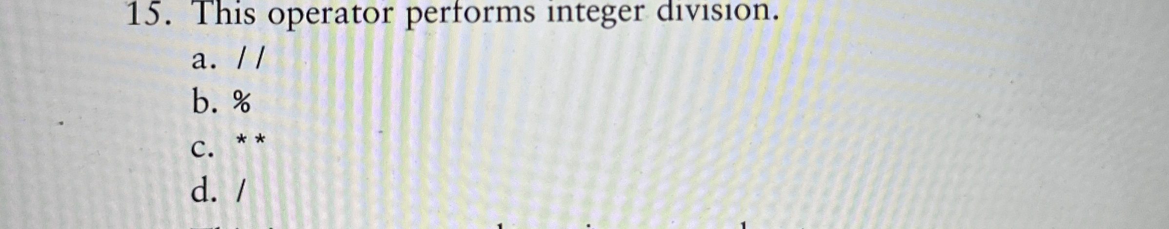 Solved This operator performs integer | Chegg.com