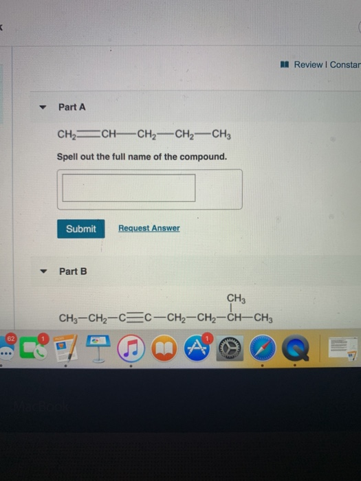 Solved a Review I Constar Part A CH2= CH-CH2-CH2-CH3 Spell | Chegg.com