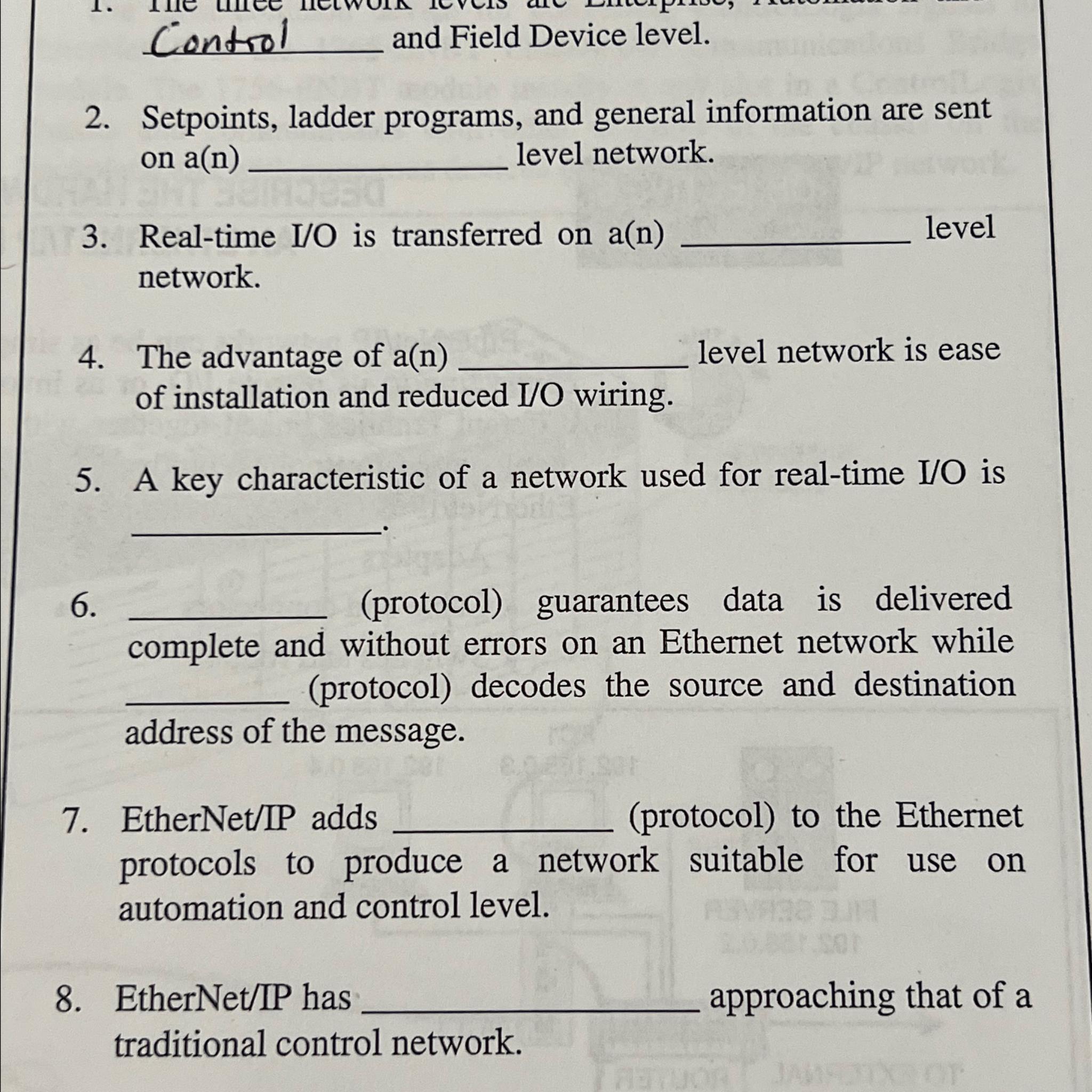 Solved Control and Field Device level.2. ﻿Setpoints, ladder | Chegg.com