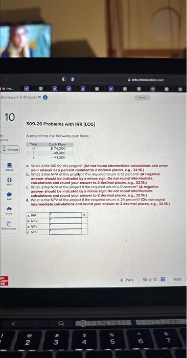 Solved S09-26 Problems with IRR [LO5] A project has the | Chegg.com
