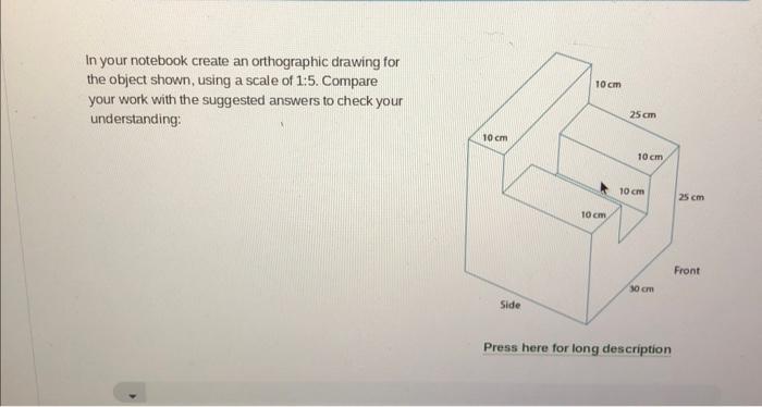 Solved In your notebook create an orthographic drawing for | Chegg.com