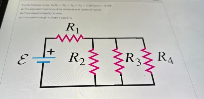 Solved For the following circuit, let R1=R2=R3=R4=4.50Ωt and | Chegg.com