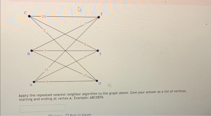 Solved Apply The Repeated Nearest Neighbor Algorithm To The 7174