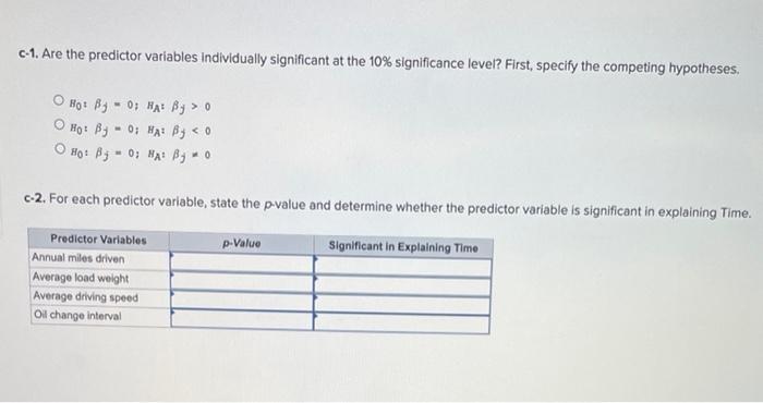 Solved c-1. Are the predictor variables individually | Chegg.com