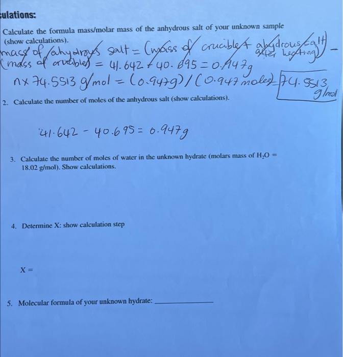 Solved ulations: Calculate the formula mass/molar mass of | Chegg.com