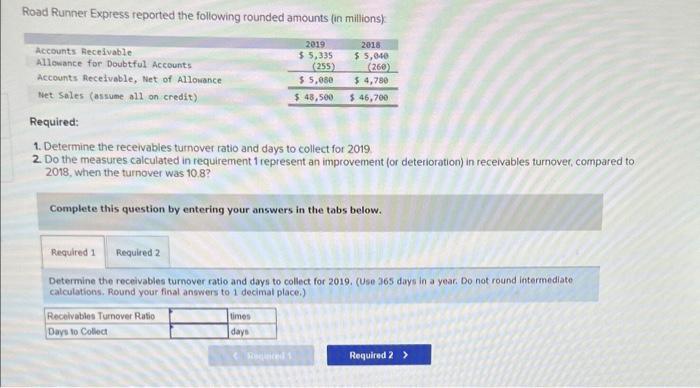 Solved Road Runner Express reported the following rounded | Chegg.com