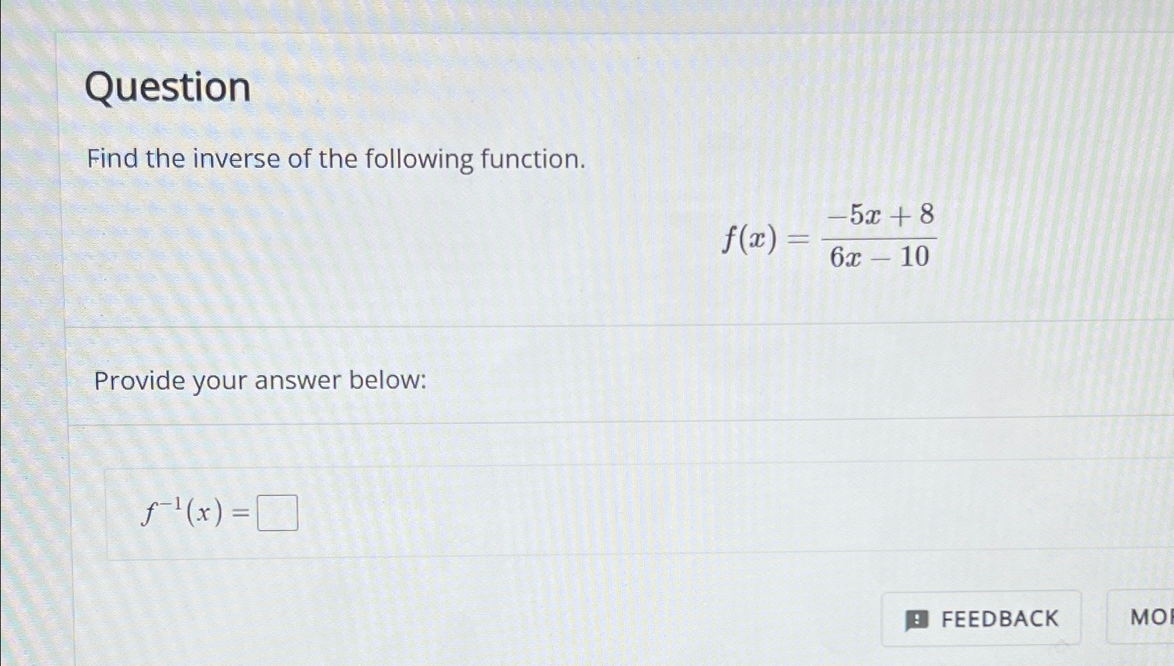 Solved QuestionFind the inverse of the following | Chegg.com