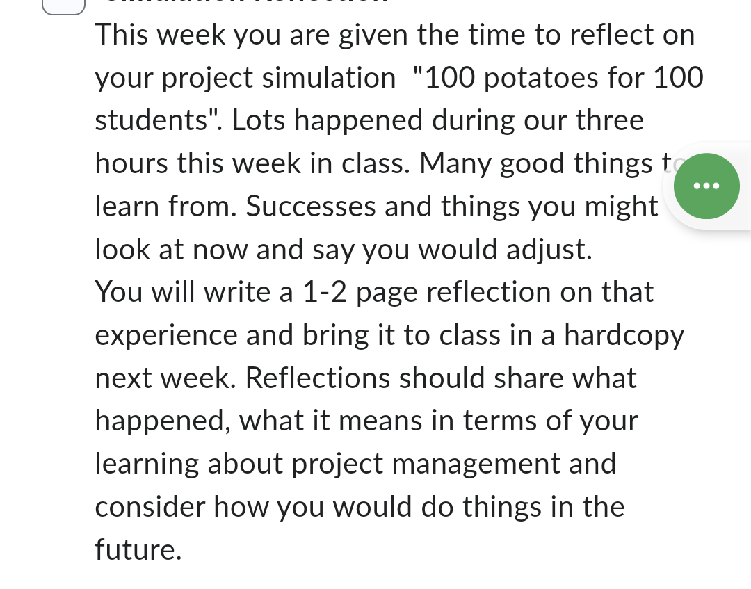 Solved This week you are given the time to reflect on your | Chegg.com