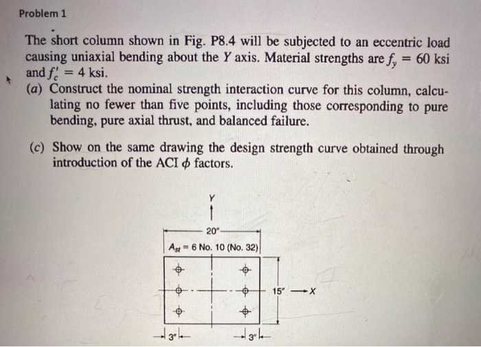 Solved Problem 1 The short column shown in Fig. P8.4 will be | Chegg.com