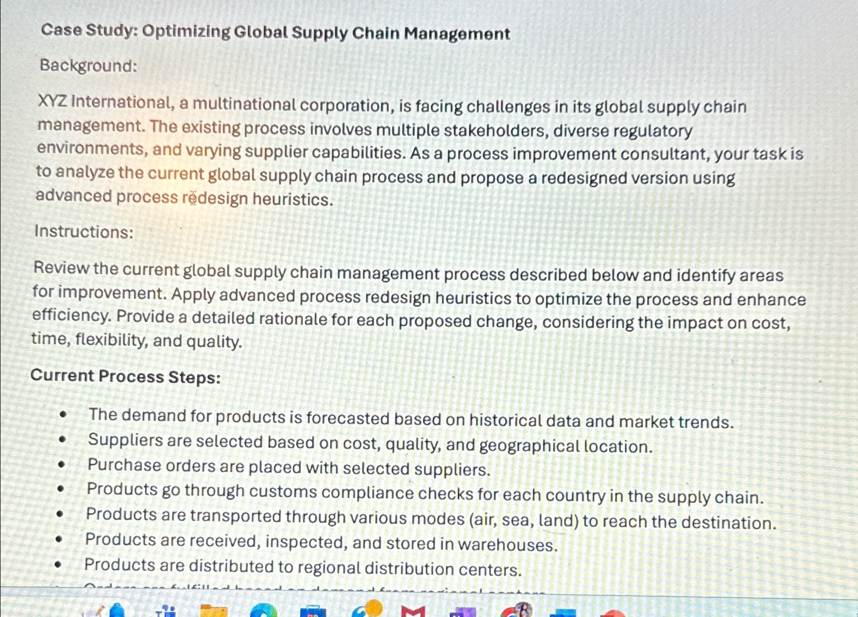 Solved Case Study: Optimizing Global Supply Chain | Chegg.com