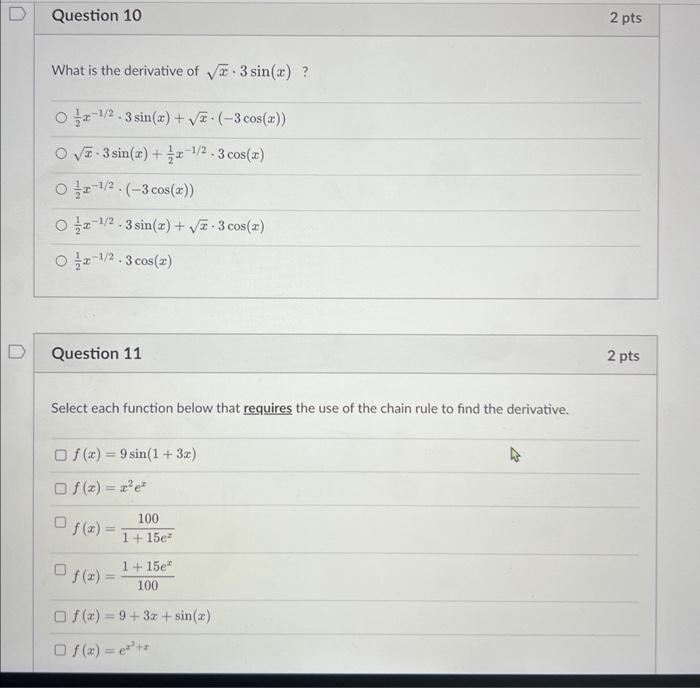 Solved What is the derivative of x⋅3sin(x) ? | Chegg.com