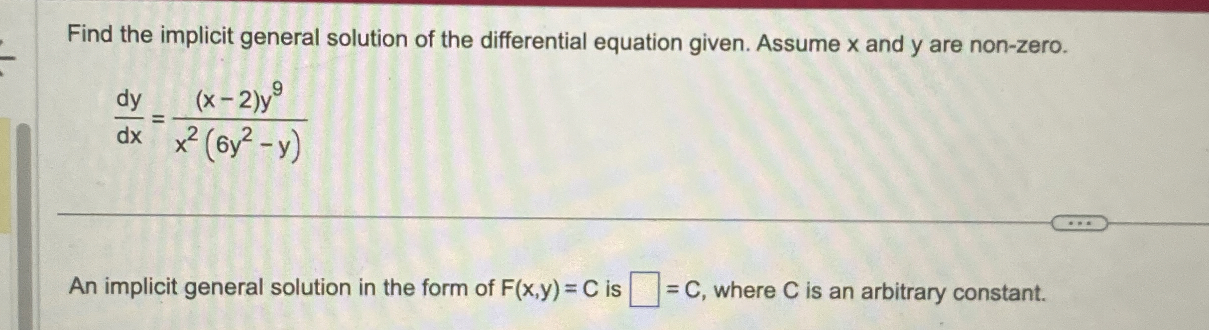 Solved Find the implicit general solution of the | Chegg.com