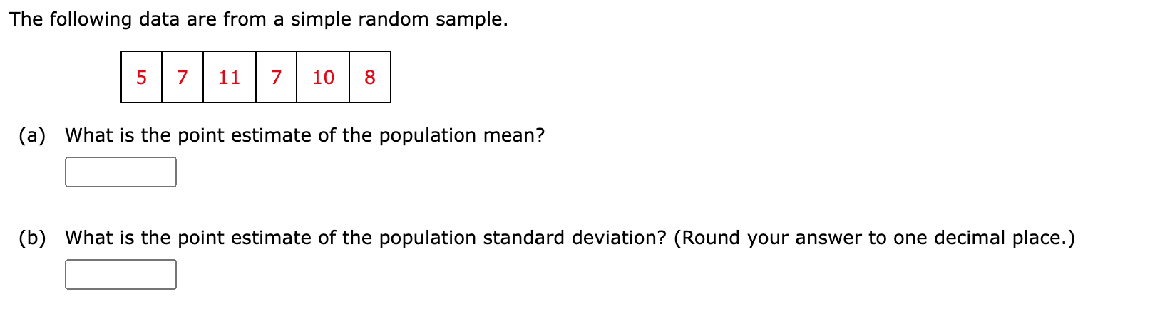 Solved The following data are from a simple random | Chegg.com
