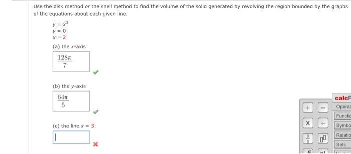 Solved Use The Disk Method Or The Shell Method To Find The 4917