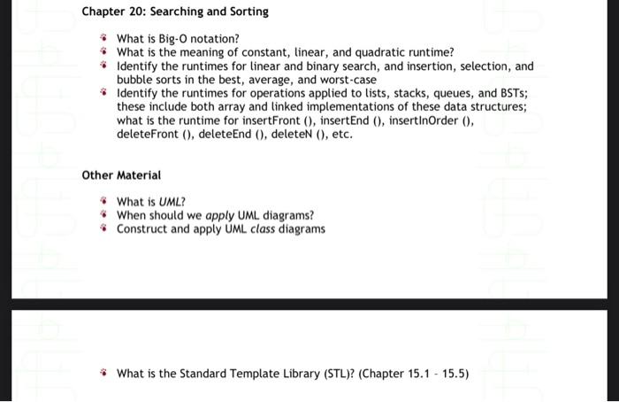 Solved Chapter 20: Searching and Sorting - What is Big-O | Chegg.com
