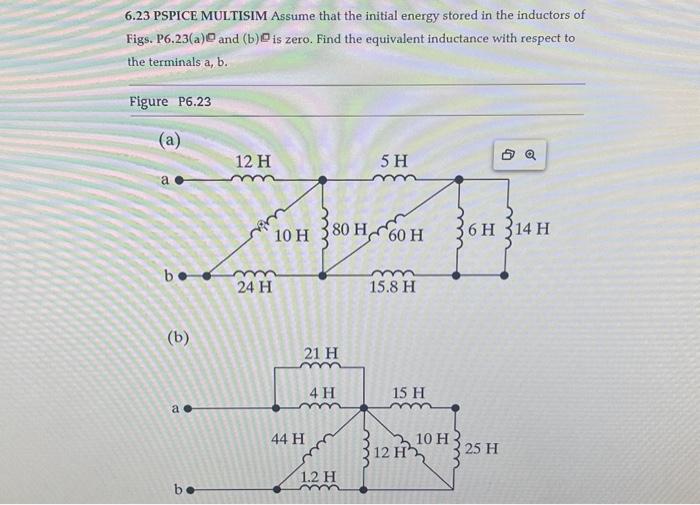 Solved 6.23 PSPICE MULTISIM Assume that the initial energy | Chegg.com