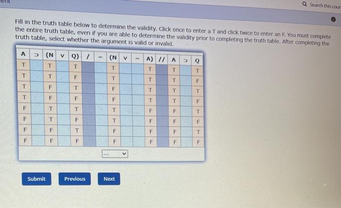 Solved Fill in the truth table below to determine the | Chegg.com