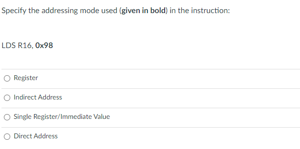 Solved Specify the addressing mode used (given in bold) ﻿in | Chegg.com