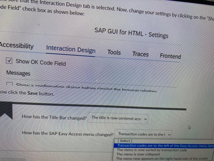 Solved SAP navigation questionslast two pics check if | Chegg.com