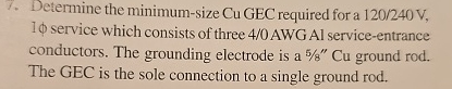Solved Determine the minimum-size Cu GEC required for a | Chegg.com