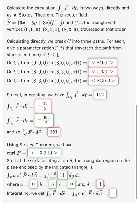 Calculate the circulation, ∫CF⋅dr, in two ways, | Chegg.com