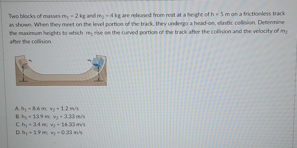 Solved Two blocks of masses m1 = 2 kg and m2 = 4 kg are | Chegg.com