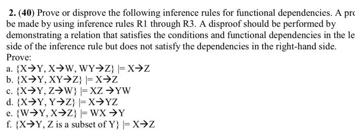Solved 2. (40) Prove or disprove the following inference | Chegg.com
