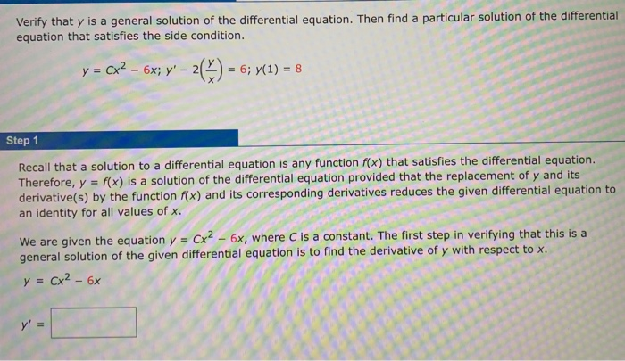 Solved Verify that y is a general solution of the | Chegg.com