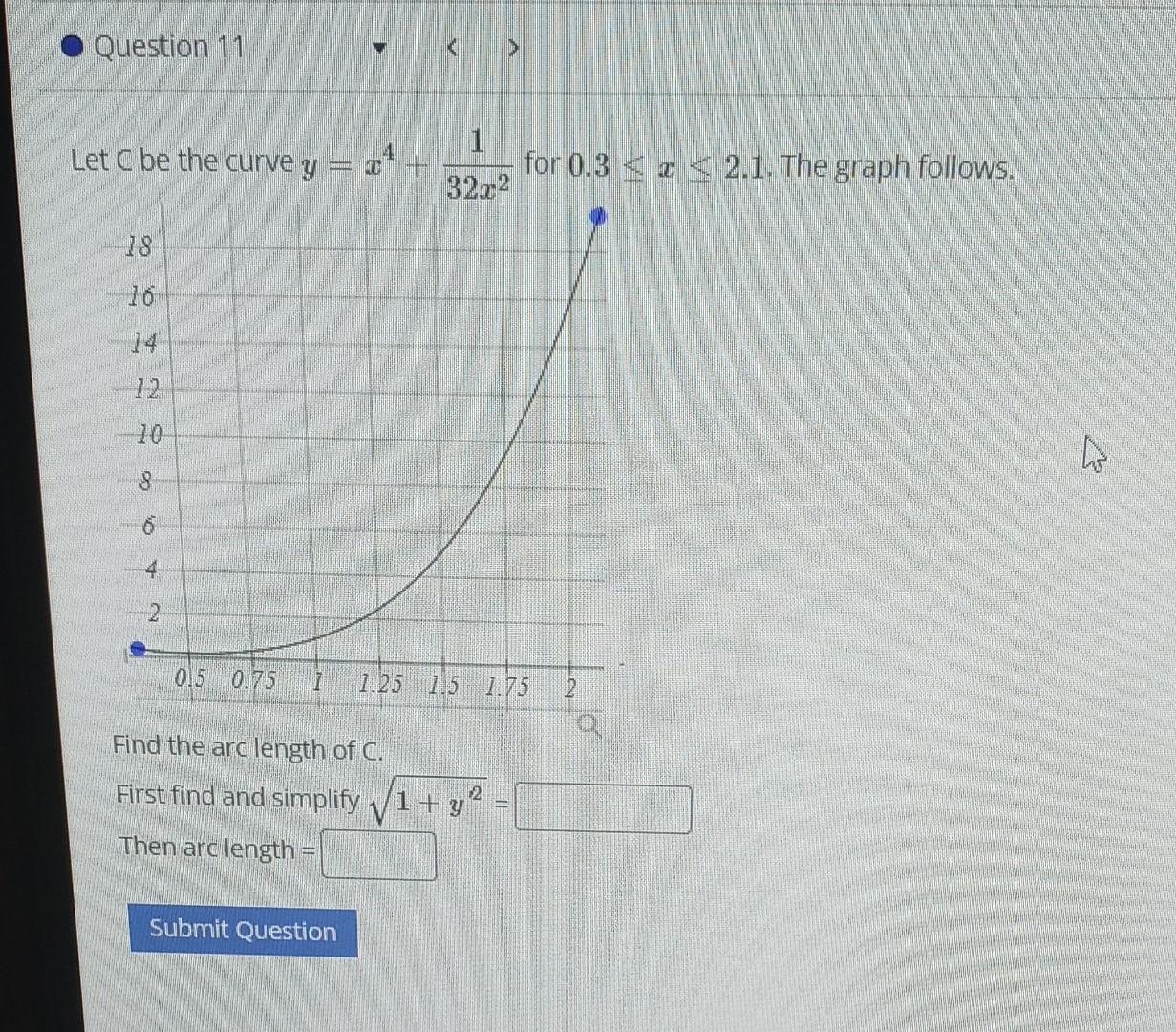 Solved Let C be the curve y=x4+32x21 for 0.3≤x≤2.1. The | Chegg.com