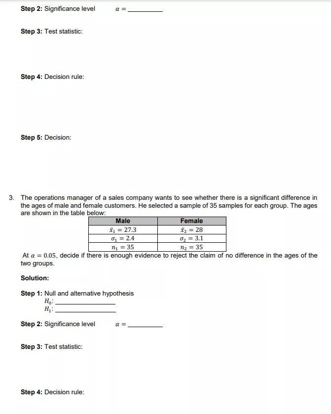 Solved Hypothesis Testing Testing The Population Mean