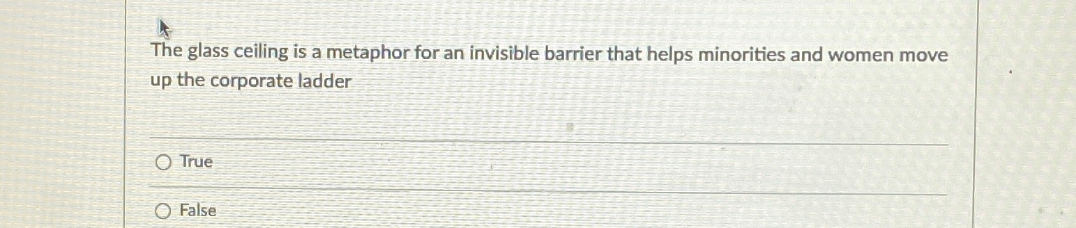 Solved The glass ceiling is a metaphor for an invisible | Chegg.com