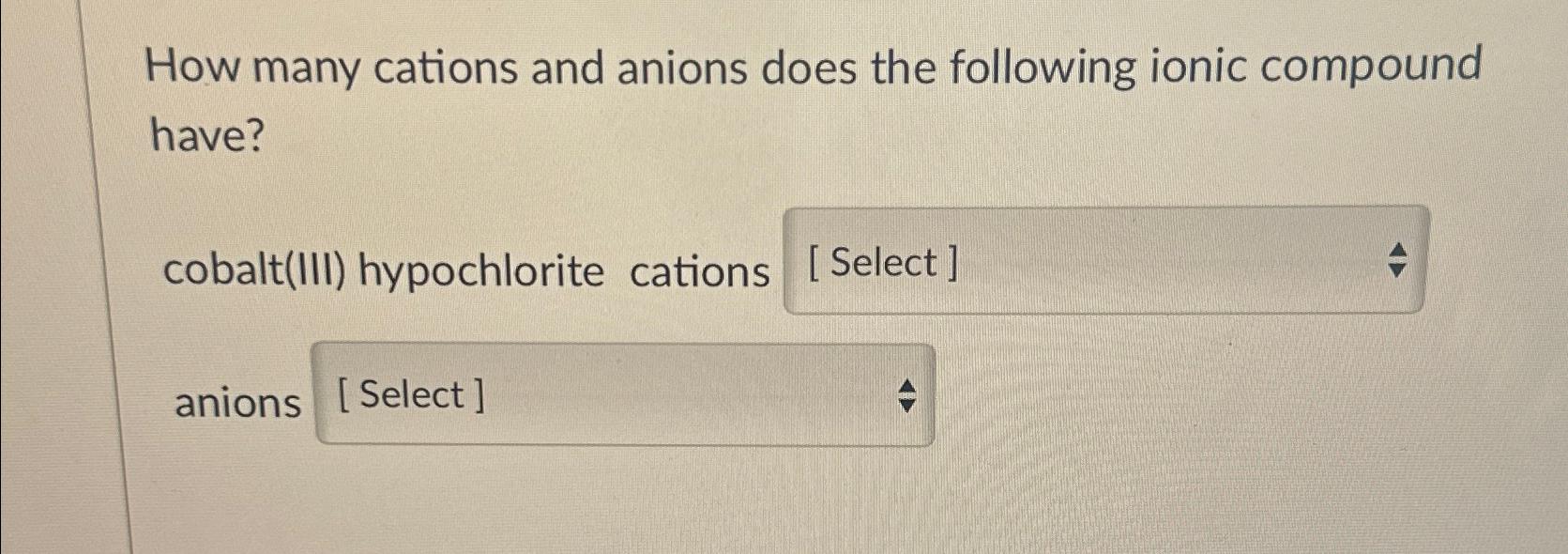 Solved How many cations and anions does the following ionic | Chegg.com