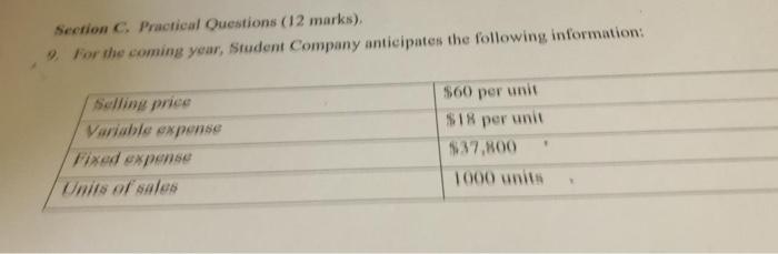 Solved Section C. Practical Questions (12 marks). 9. For the | Chegg.com