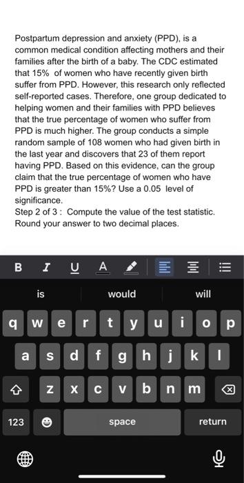 Solved Postpartum depression and anxiety (PPD), is a common | Chegg.com