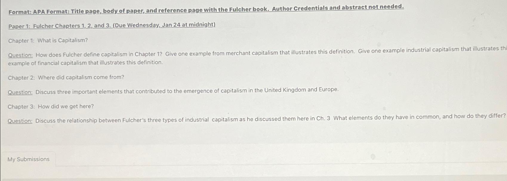 Solved Format: APA Format: Title page, body of paper, and | Chegg.com