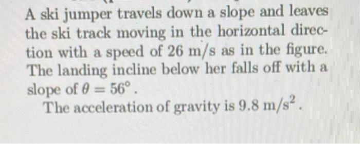 Solved A ski jumper travels down a slope and leaves the ski | Chegg.com