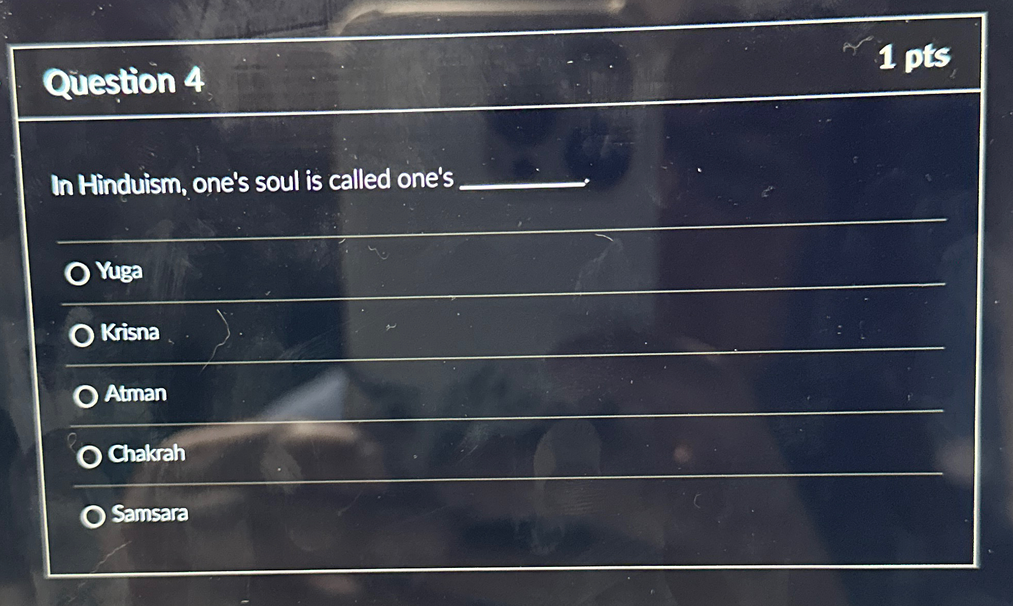 Solved Qrestion 41 ﻿ptsIn Hinduism, one's soul is called | Chegg.com