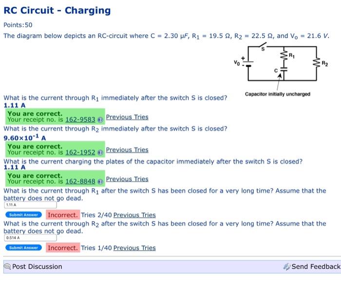 Solved RC Circuit - Charging Points:50 The diagram below | Chegg.com