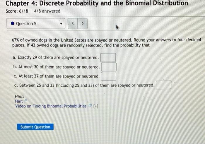 Solved Chapter 4: Discrete Probability and the Binomial | Chegg.com
