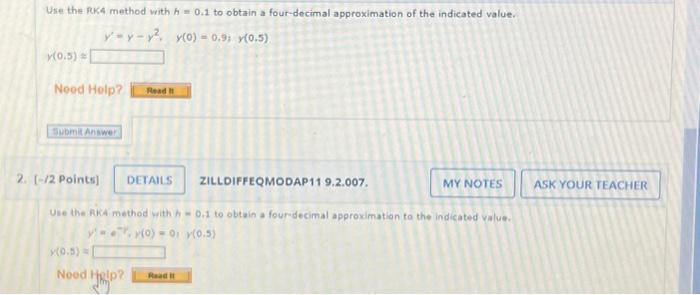 Solved Use the RK4 method with h = 0.1 to obtain a | Chegg.com