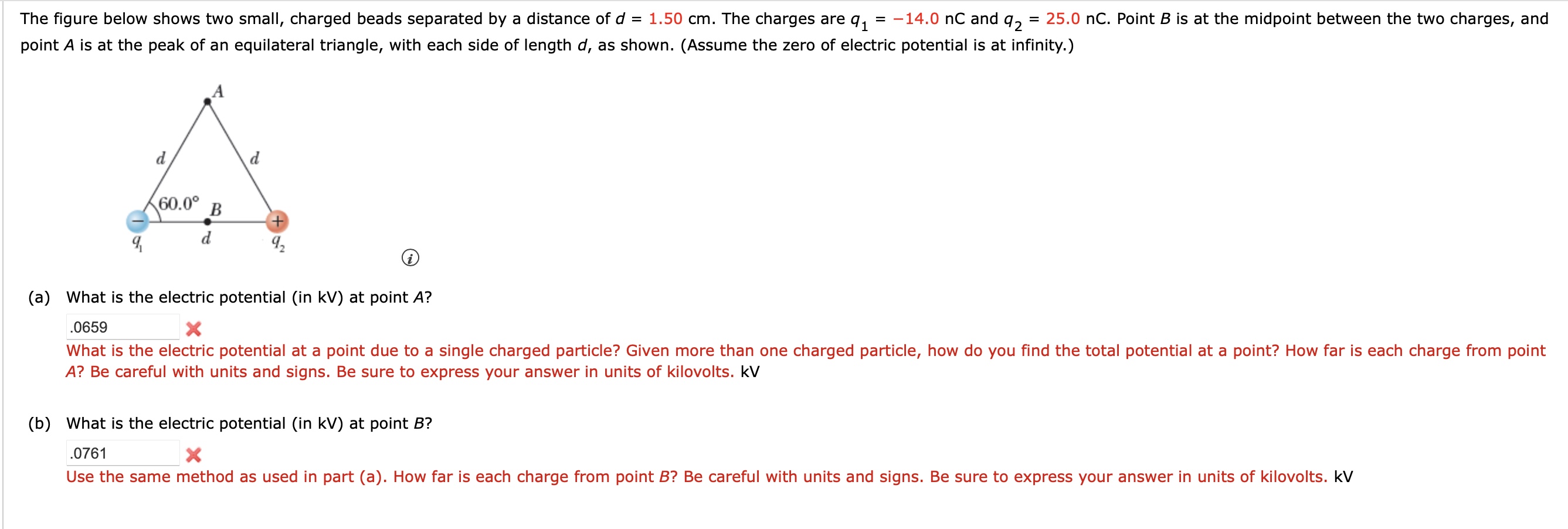 Solved point A ﻿is at the peak of an equilateral triangle, | Chegg.com