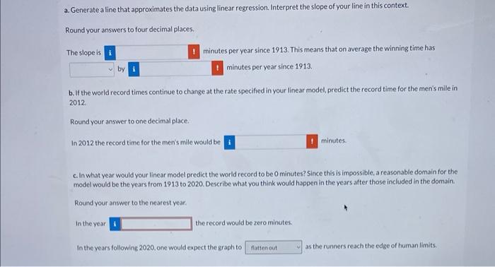 Solved The accompanying graph shows the world record times | Chegg.com