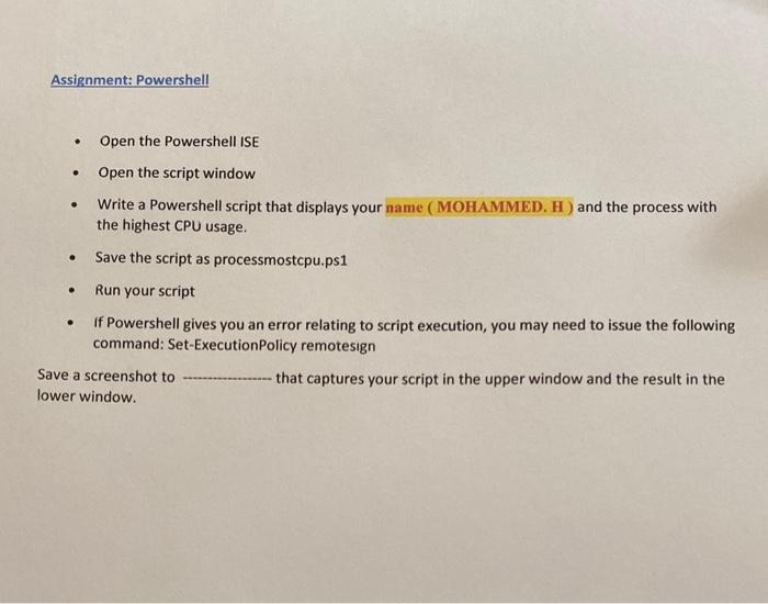 Solved Assignment Powershell Open The Powershell Ise