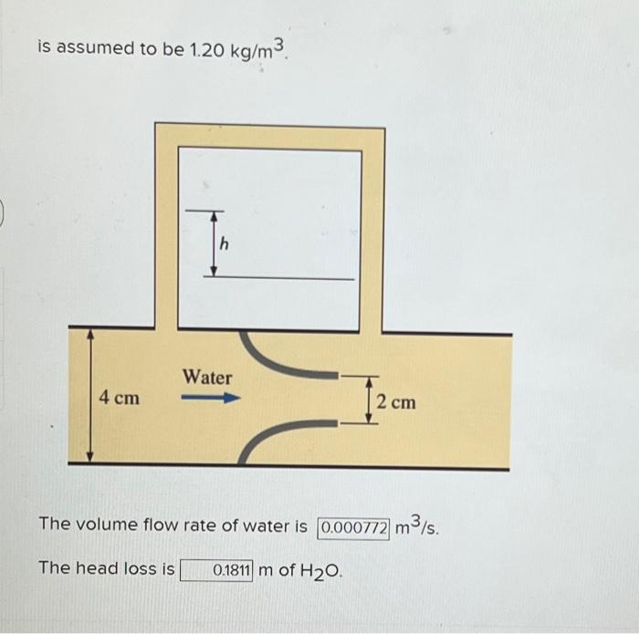 Solved The flow rate of water at 20∘C(ρ=998 kg/m3 and | Chegg.com